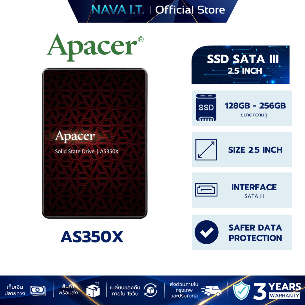 APACER SSD AS350X 128GB/256GB/512GB SSD SATA 2.5 (เอสเอสดี) | Shopee Thailand