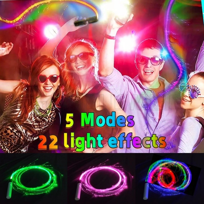 Rave LED Fiber Optic Whip 360° หมุน Super Bright Light Up ของเล่น Pixel ...