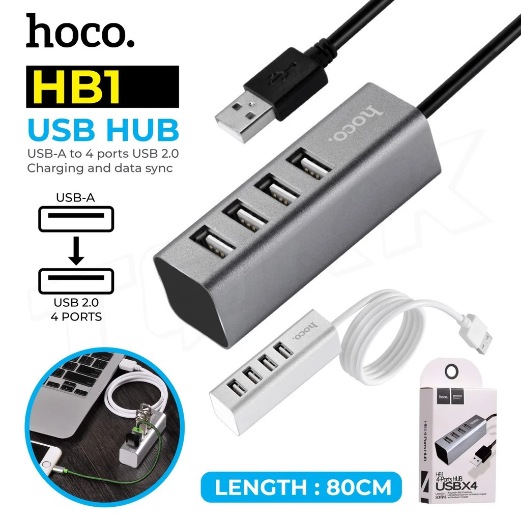 Hoco HB1 Ports HUB อุปกรณ์เพิ่มช่อง USB ใช้งานง่าย พกพาสะดวก ของแท้ ...