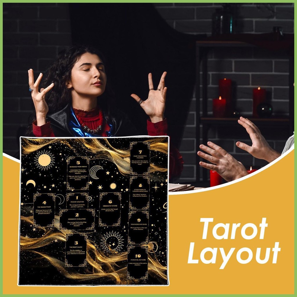Tarot Mat Divination อุปกรณ์เสริมตาราง Pad แบบพกพา Witchy Spiritual Aesthetic Tarot Mat สําหรับ ...