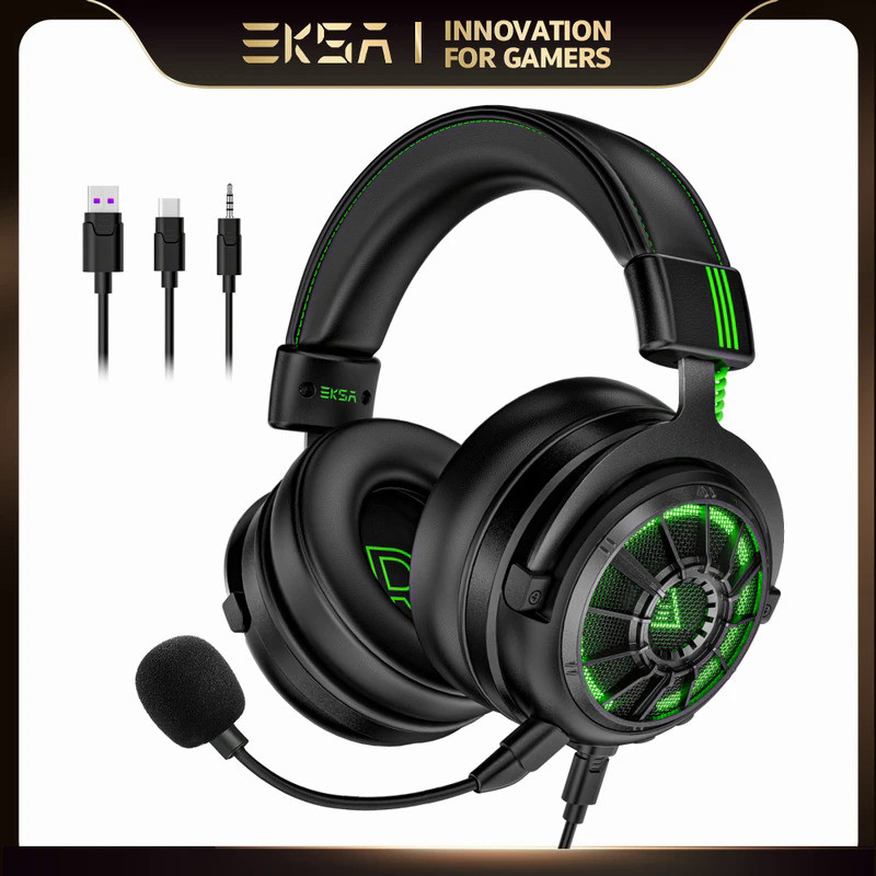 EKSA E5000 Pro Gaming Headphones for PC/PS4/Xbox/Switch, 7.1 Wired Headset Gamer with ENC Mic ...