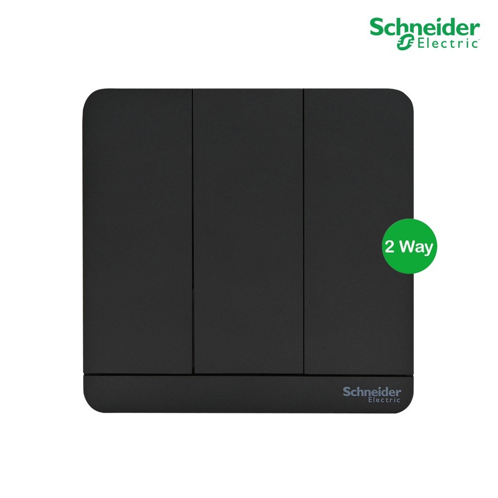 Schneider สวิตช์ไฟสองทาง 3 ช่อง 2 Way Switch 16A 250V สีดำ รุ่น ...