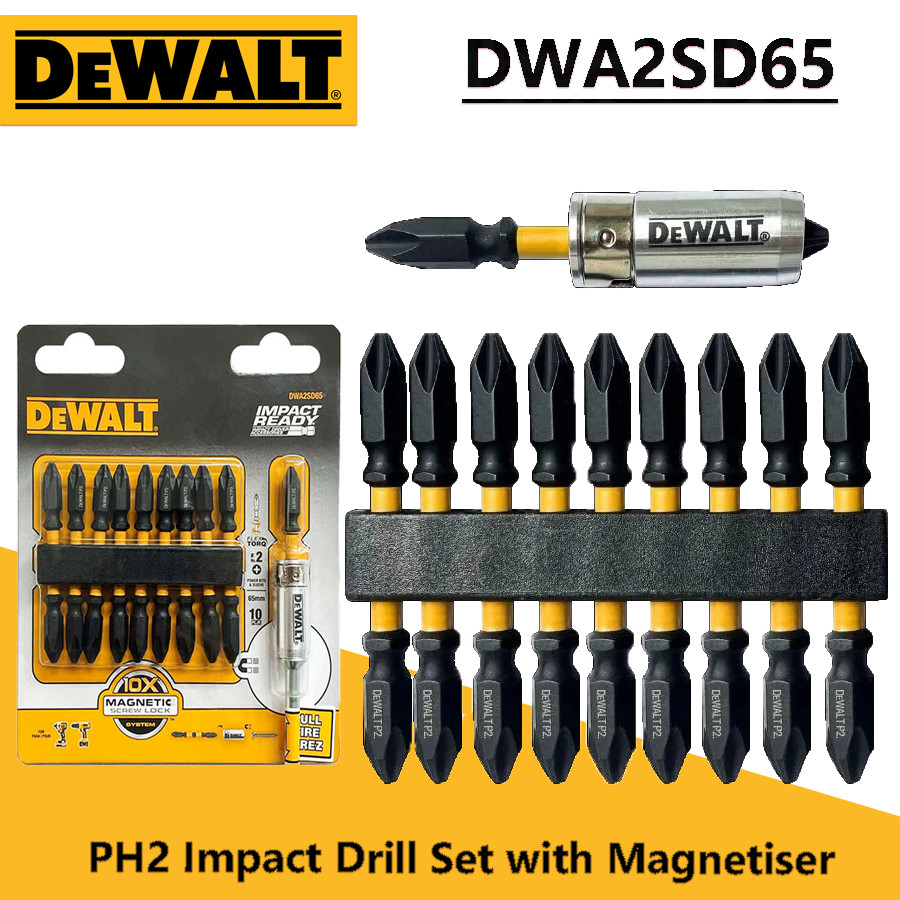Dewalt DWA2SD65 สว่านกระแทกชุดพร้อม Magnetiser/Demagnetiser PH2x65 มม. ...