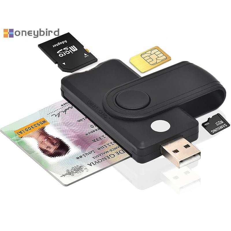 Honeybird Windows 7 8 10 Linux OS USB SIM เครื่องอ่านการ์ดอัจฉริยะสําหรับ IC/ID EMV SD TF MMC ...