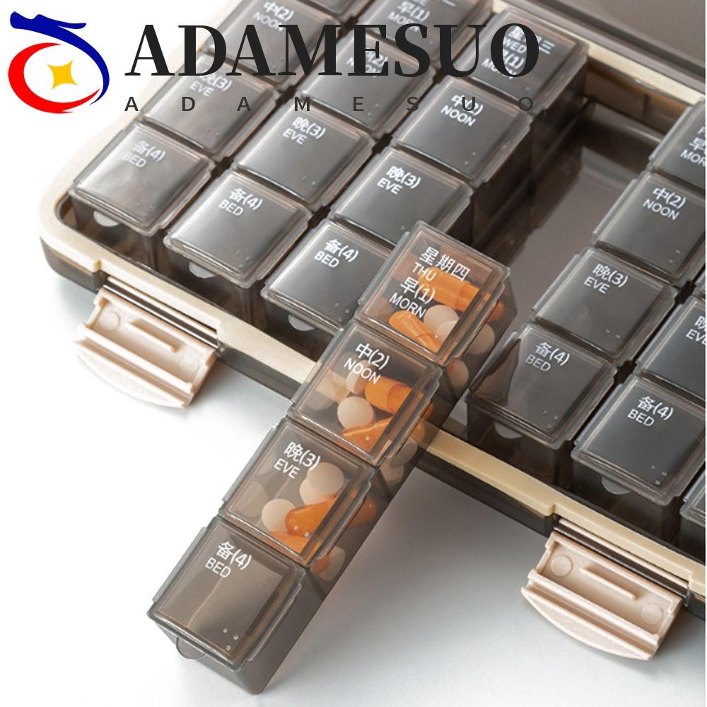 Adamesuo กล่องยาแบบพกพา, กล่องเก็บความชื้นกรณียา, เครื่องจ่ายปิดผนึก 21/28 กริดกันฝุ่น Pill ...