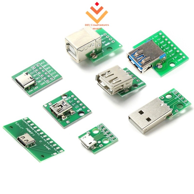 2/3/4/5/10pcs USB to DIP PCB บอร์ดอะแดปเตอร์แปลง,Mini Micro USB 2.0 3.0 ...