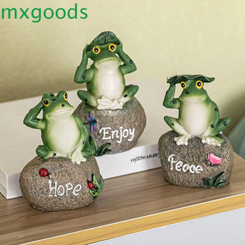 Mxgoods รูปปั้นกบเรซิ่น,เครื่องประดับกบสวนการ์ตูนน่ารัก,ตลกขนาดเล็ก3งป้ายภาษาอังกฤษกบบอนไซ ...