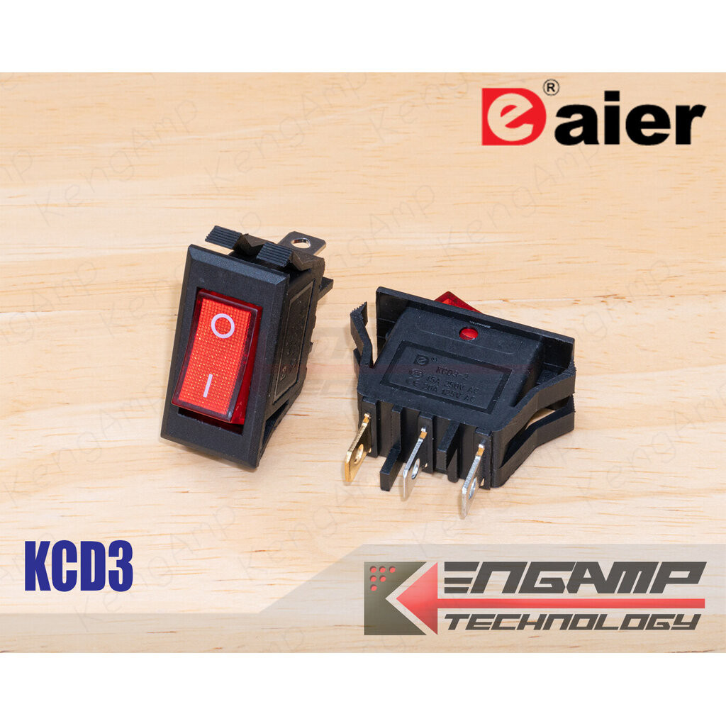 (1ตัว) [SW] KCD3-101N-2C 15A/250V Eaier สวิตซ์กระดกขนาด 16x32mm ช่อง ...