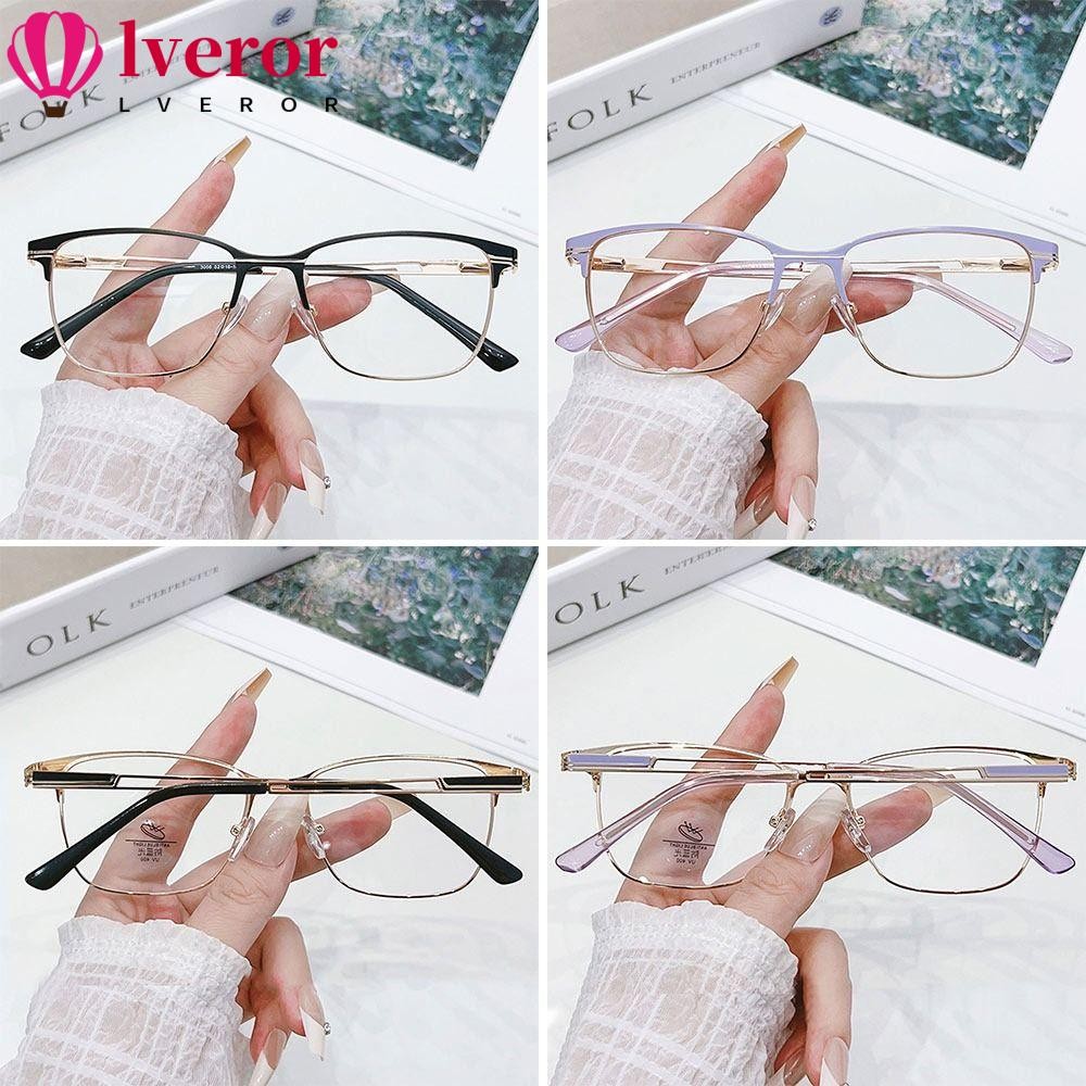 Lveror แว่นตาทรงสี่เหลี่ยม, โลหะสีฟ้าปิดกั้นแว่นตาป้องกันแสงสีฟ้า, คลาสสิกป้องกันดวงตาเบาแว่นตา ...