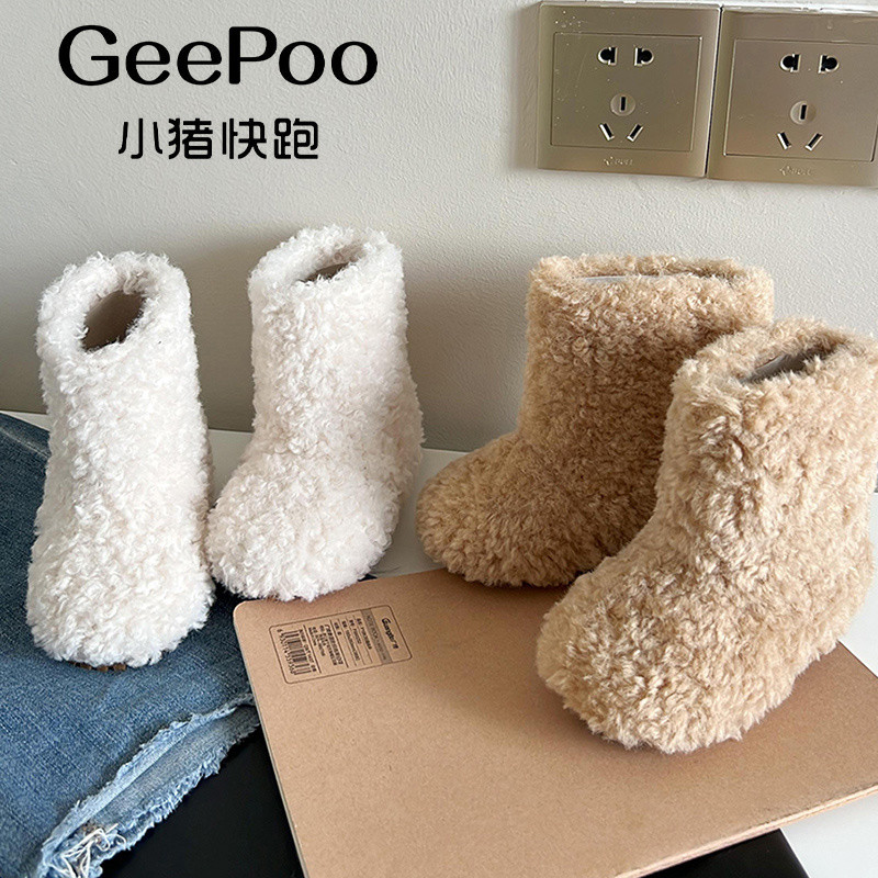 Piggy Run รุ่นใหม่ของเกาหลีฤดูหนาวสบายๆเด็กผู้หญิงรองเท้าบูทหุ้มข้อแบบ ...