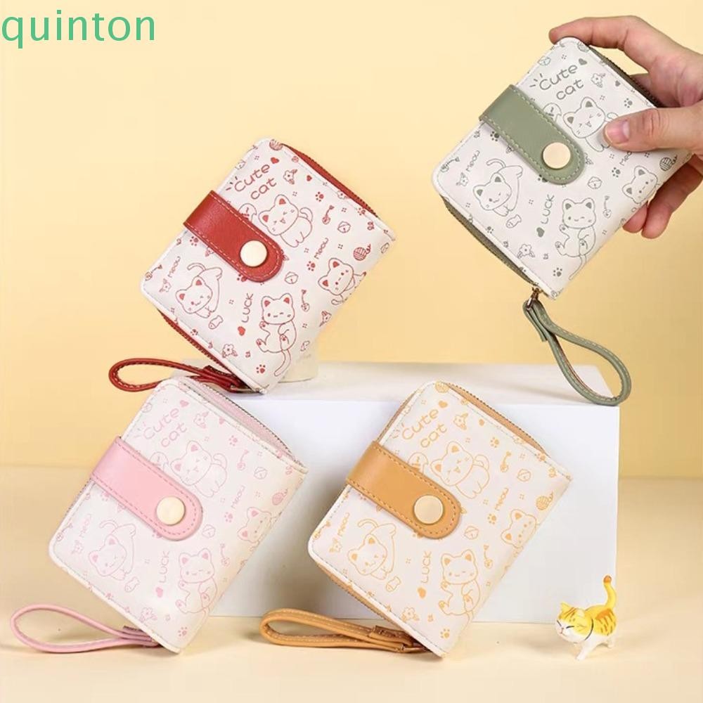 Quinton กระเป๋าสตางค์เด็กผู้หญิงแมวน่ารัก, ช่องใส่การ์ดหลายช่อง Pu สั้น ...
