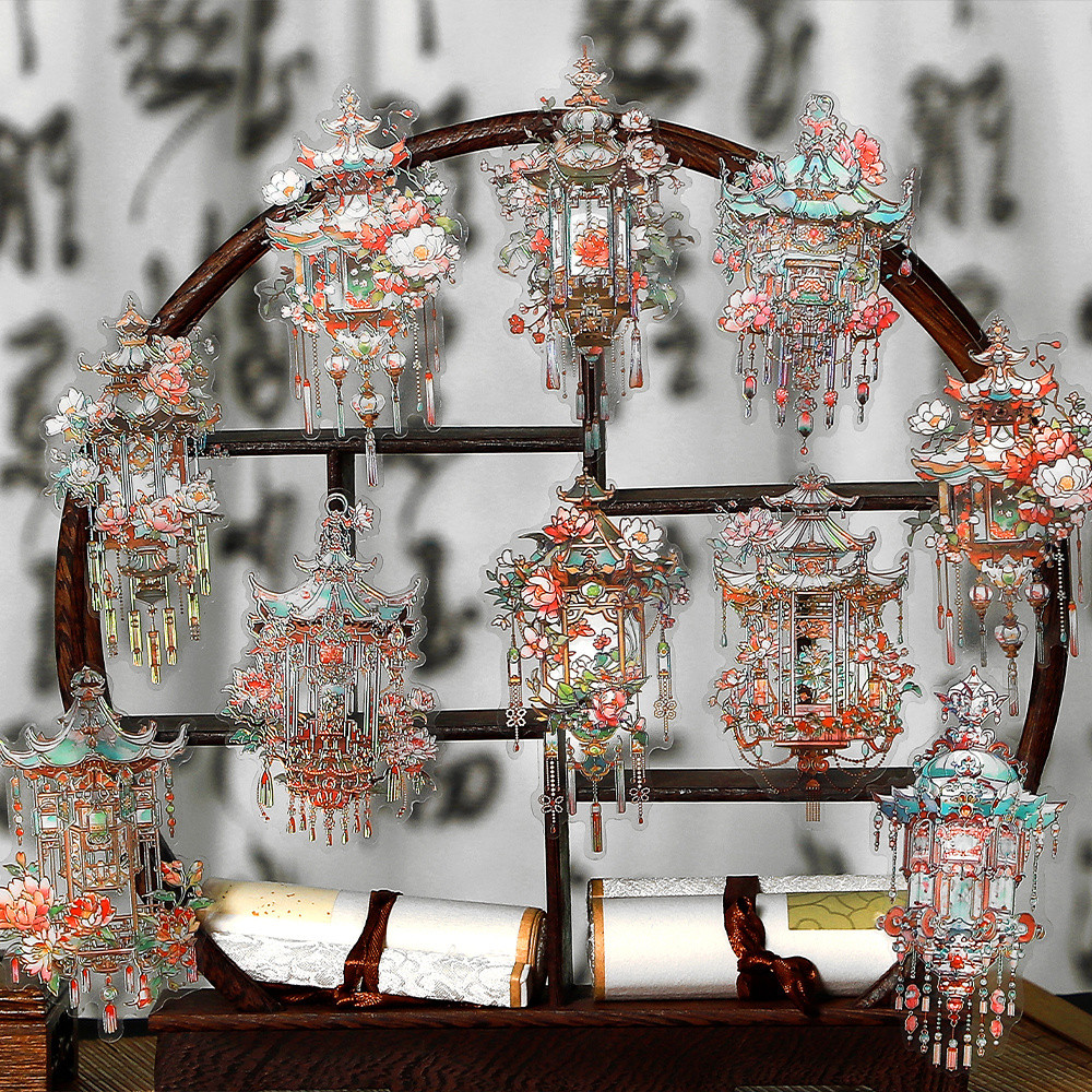 Linlang Huazhang สไตล์จีน PET สามมิติ Gilding สติกเกอร์แพ็คโบราณ ...