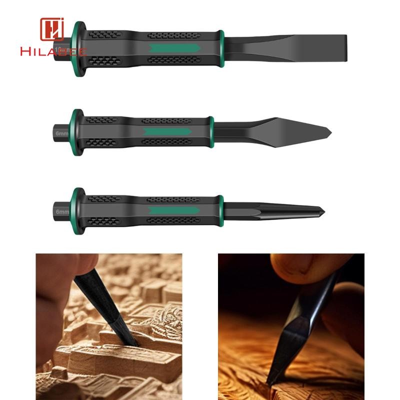 [hilabee] 3 ชิ้น Masonry Chisel Set Point Flat Cold Chisel พร้อม Guard ...
