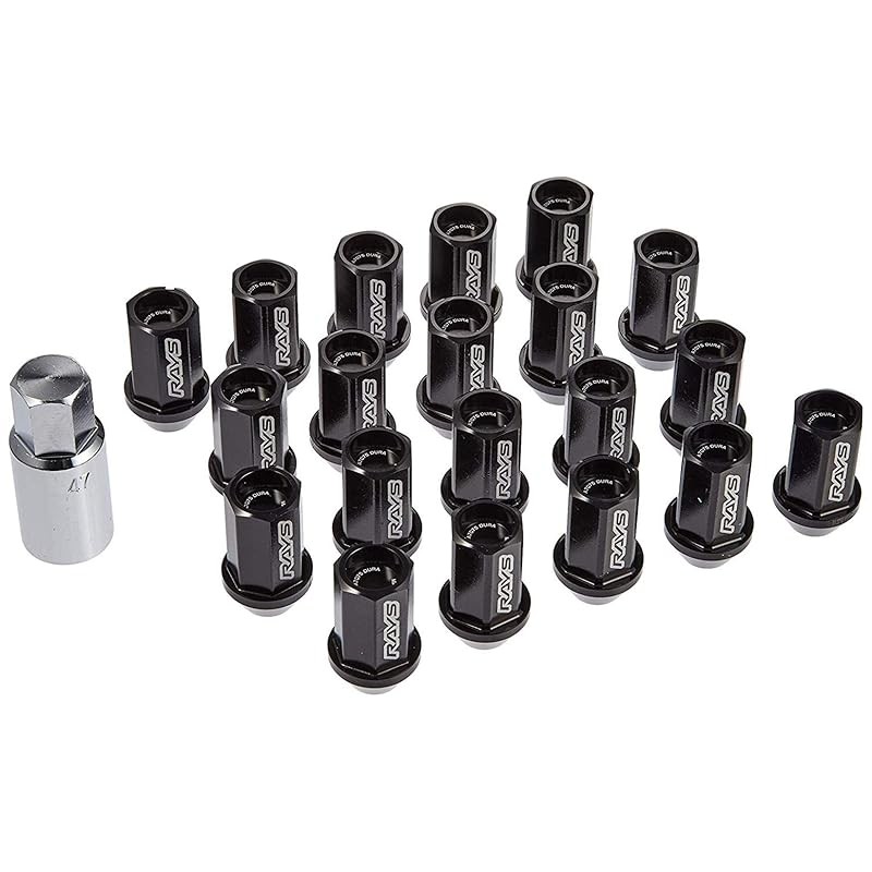 RAYS Duralumin Lock & Nut Set L42 Straight Type M12×1.5 Black Almite ...