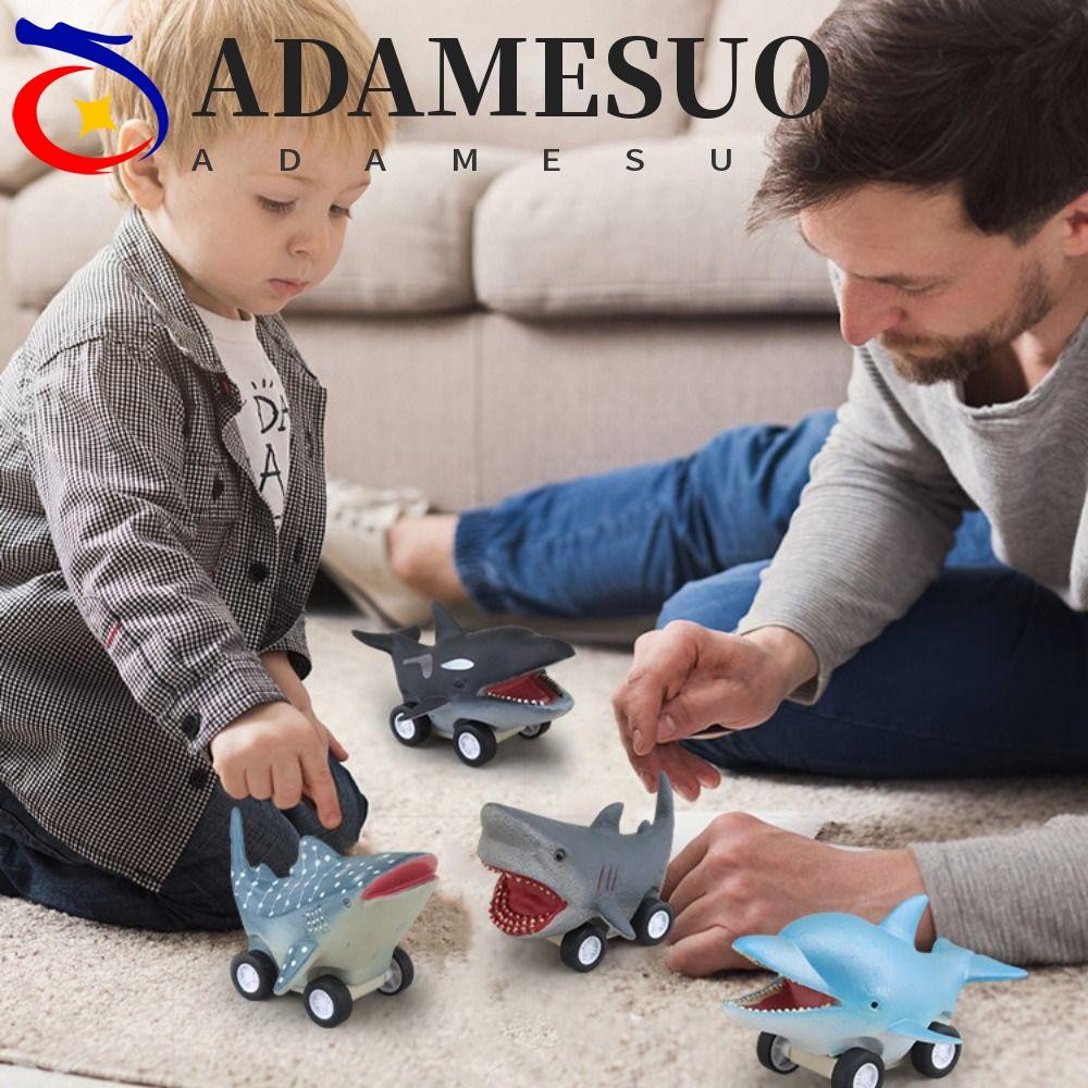 ADAMESUO กดและไปของเล่นรถ, Great White Shark Whale Dolphin Inertia รถของเล่น, Creative Mini Cool ...