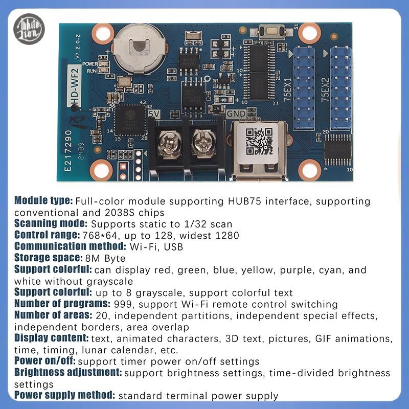 WL| HD-WF2 แผง LED สีเต็มรูปแบบ Pixel การ์ดควบคุมจอแสดงผลสําหรับจอแสดง ...