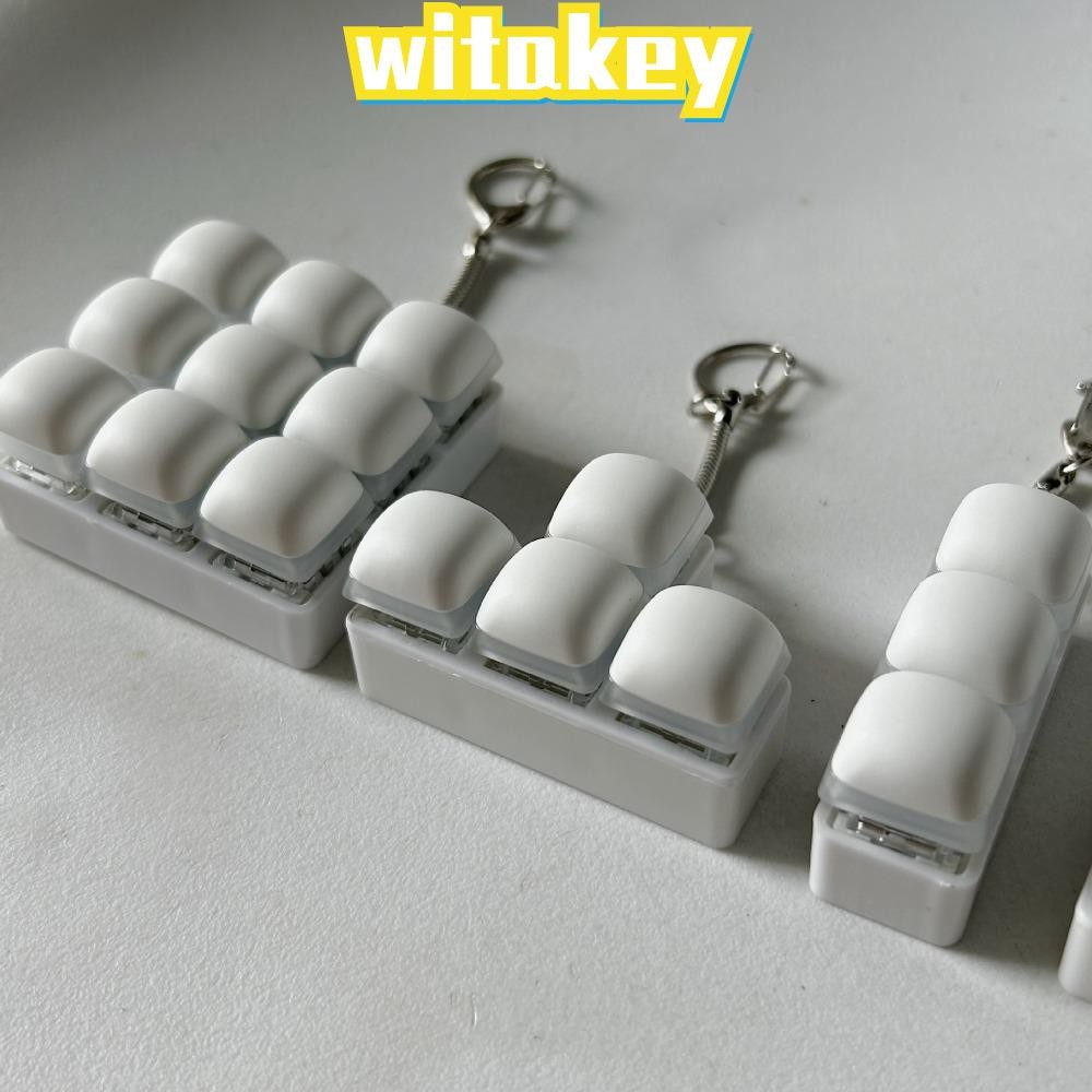 WITAKEY Fidget พวงกุญแจ, 3/4/9 คีย์ DIY คีย์บอร์ดนิ้วมือคีย์บอร์ด, ปุ่มปุ่มขนมปังนึ่ง Pass Time ...