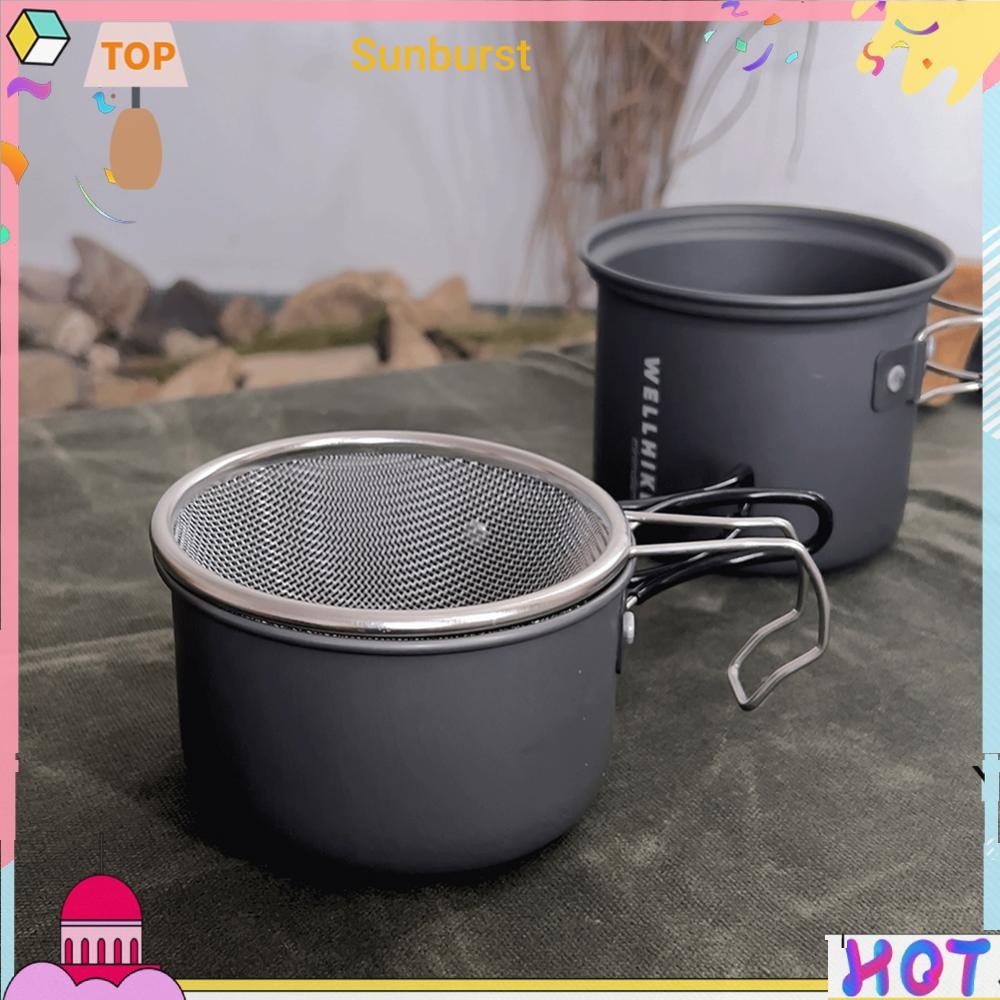 2 ชิ้น Camping ทําอาหารหม้ออลูมิเนียม Backpacking Pot Gear สําหรับเดิน ...