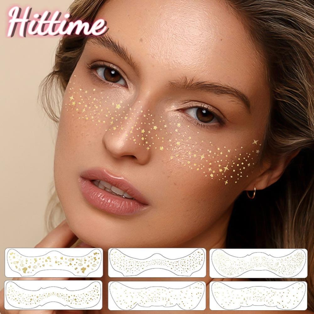 Hittime แฟลชทองและเงินคริสต์มาส Freckle สติ๊กเกอร์รอยสัก Freckle กันน้ําเหงื่อยุโรปอเมริกัน ...
