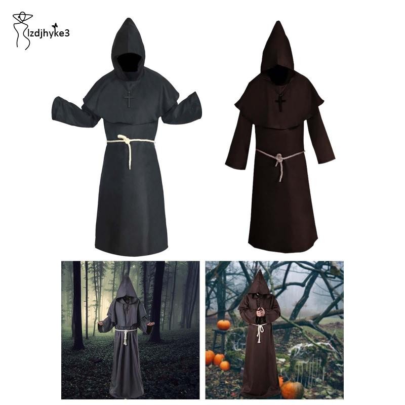 [lzdjhyke3] Friar Medieval Friar Robe เสื้อผ้า Wizard Robe Gothic ...