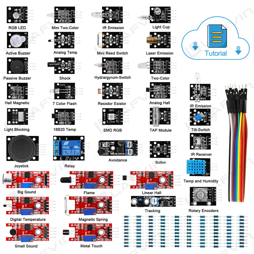 LAFVIN 37 in 1 โมดูลเซนเซอร์ชุดสําหรับ Arduino UNO R3 Mega2560 Mega328 ...