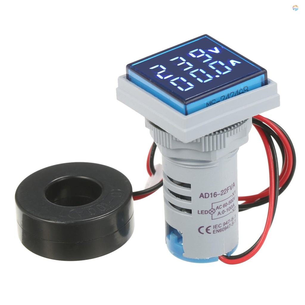 Mini Square Digital Volt-Ammeter Voltammeter แอมป์มิเตอร์โวลต์มิเตอร์จอแสดงผล LED คู่แรงดันไฟฟ้า ...