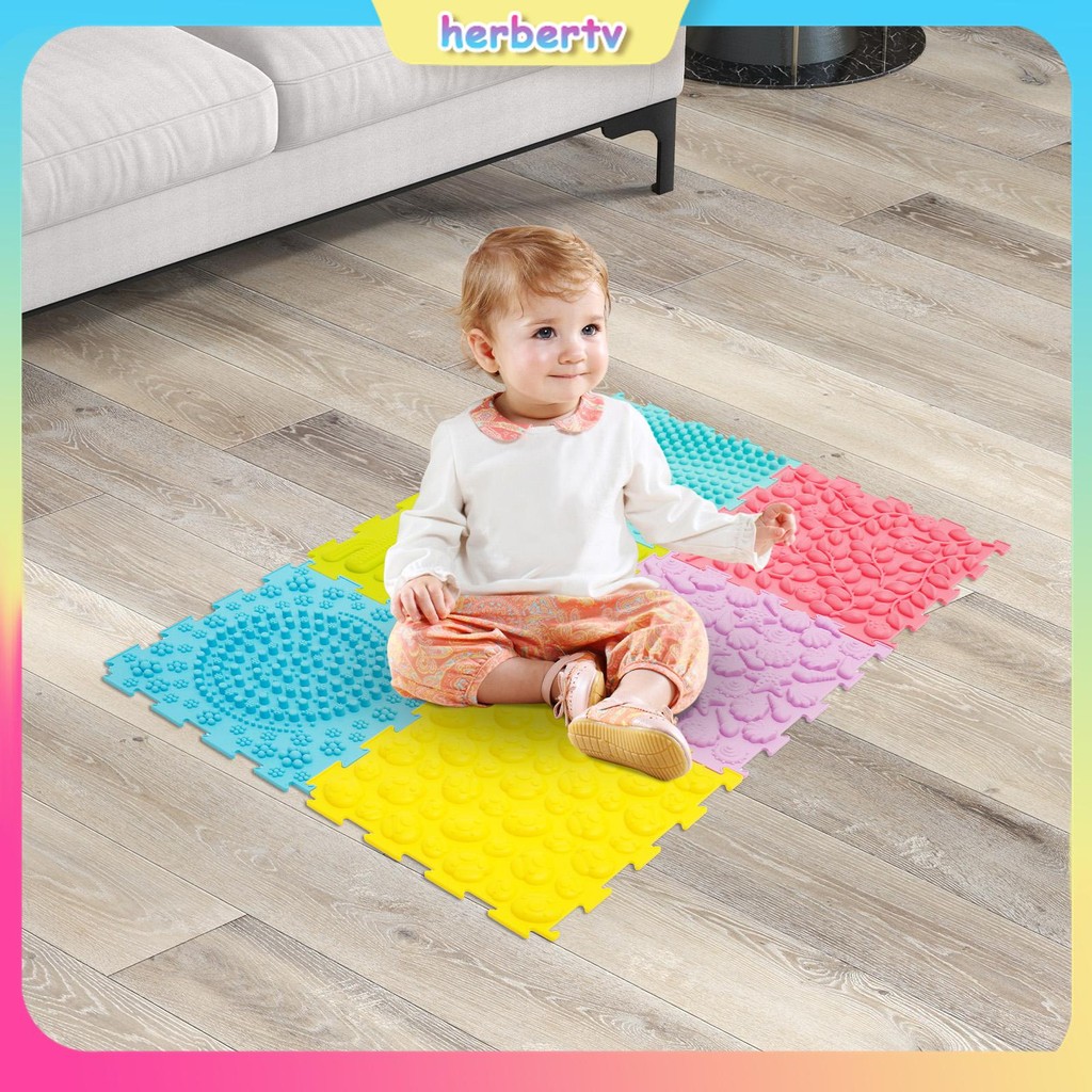 6 ชิ้น Sensory Mats ซิลิโคน Sensory กระเบื้อง Stackable Puzzle Play ...