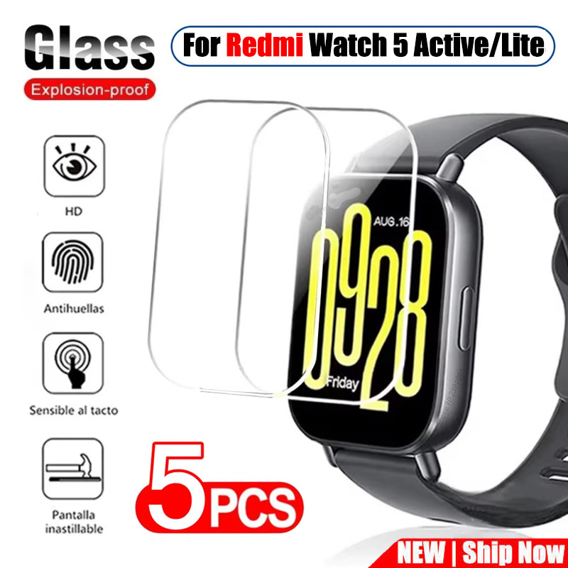 กระจกนิรภัยป้องกันหน้าจอสําหรับ Redmi Watch 5 Active Lite 5 ชิ้น HD ...