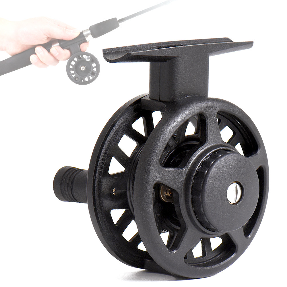 สีดํา Ultralight 55g Fly Fishing Reel เส้นผ่านศูนย์กลาง 50 มม.พลาสติก ...