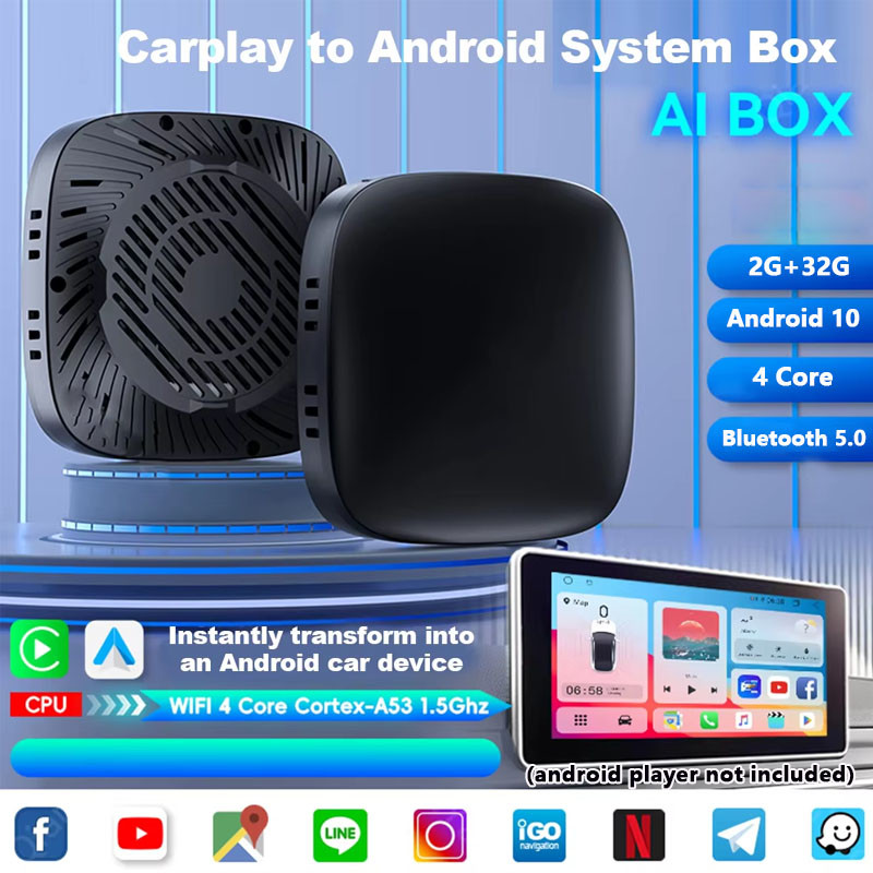 3 in 1 Smart Ai Box Wireless CarPlay Android Auto 2G+32G 4Core Car ...