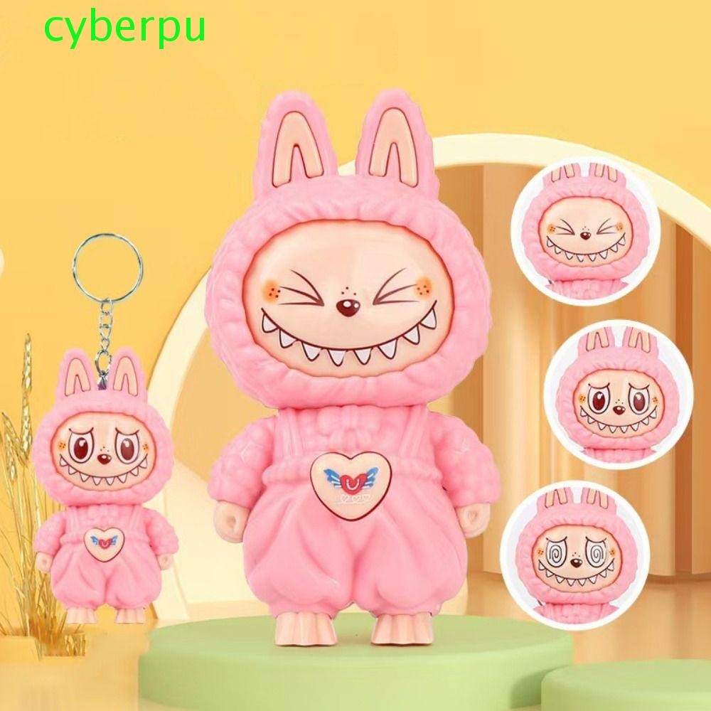 CYBERPULSE Labubu ตุ๊กตาเปลี่ยนหน้า, พร้อมพวงกุญแจ 3 Facial Labubu Face ...