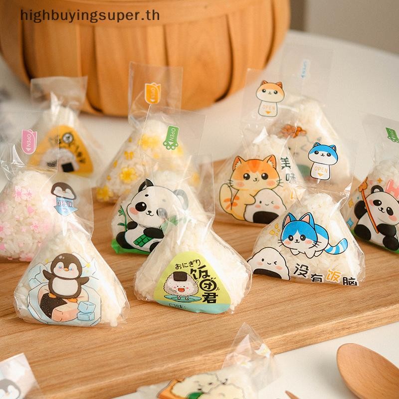 HRTH 50PCS การ์ตูนเพนกวินสามเหลี่ยมข้าวปั้นบรรจุถุงสาหร่ายทะเลซูชิ ...