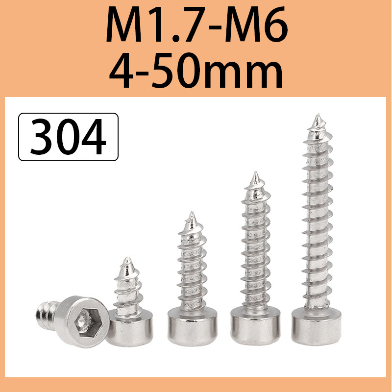 YHKJสกรูหกเหลี่ยม304สแตนเลสภายในหกเหลี่ยมตนเองแตะเล็บM2-M6 | Shopee ...