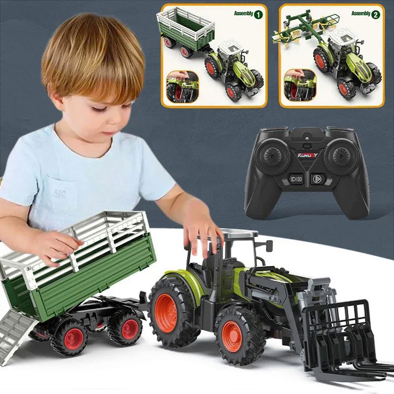 Rc Car 1:24 Alloy Remote-Controlled Tractor Toy With Headlights ...