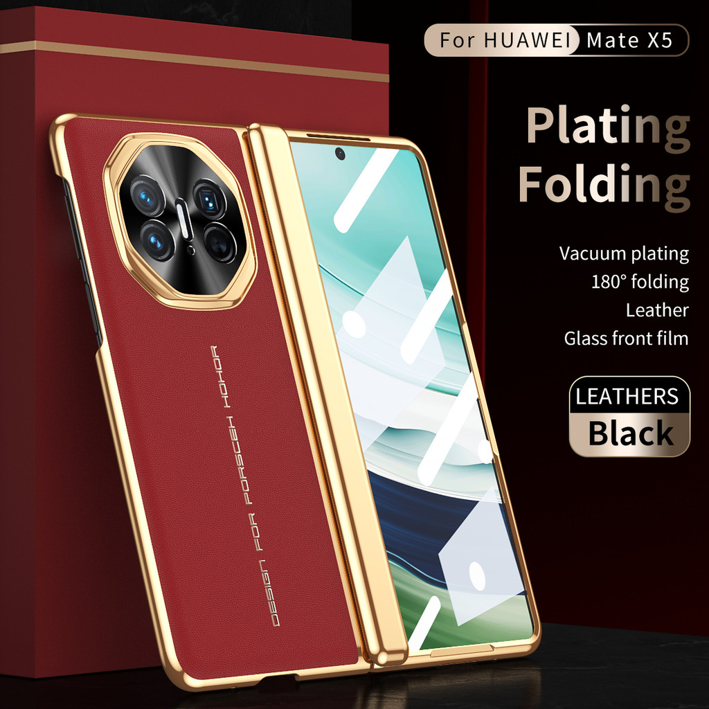 ปลอกคู่หรูหราสําหรับ HUAWEI Mate X5 X3 ใหม่ธุรกิจระดับไฮเอนด์ MateX3 X5 กันชนธรรมดา Fineทอ PU ...