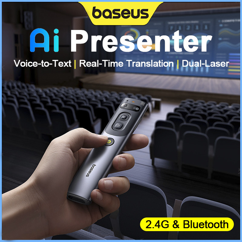 Baseus ใหม่ AI Voice Wireless Presenter PPT Pointer 2.4G เชื่อมต่อ ...