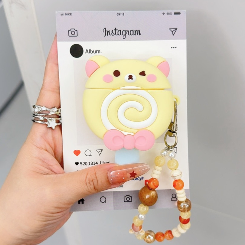 สําหรับ AirPods 4 เคสซิลิโคนการ์ตูน realx หมีอมยิ้มพร้อมจี้ AirPods 1/2 ...