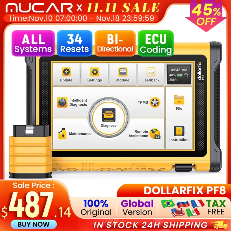 ดอลลาร์ฟิกซ์ PF8 เครื่องมือวินิจฉัยรถยนต์มืออาชีพ สแกนเนอร์ Obd2 การ ...