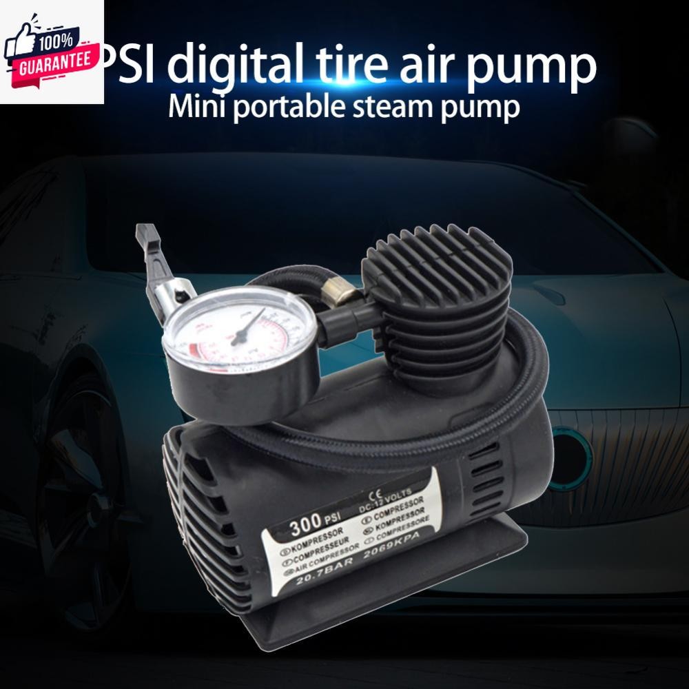 12V 300PSI Car Air Pump with Gauge Mini Air Compressor High Precision ...