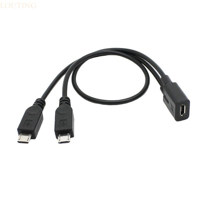 Louting Micro USB Splitter Cable 1Female to 2Male Splitter Extension ...