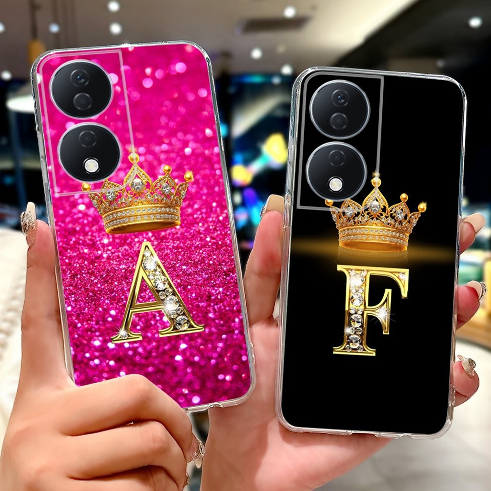 Honor X7b กรณี X7b 5G แฟชั่นหรูหรา AZ ตัวอักษร Crown Soft TPU เคส ...