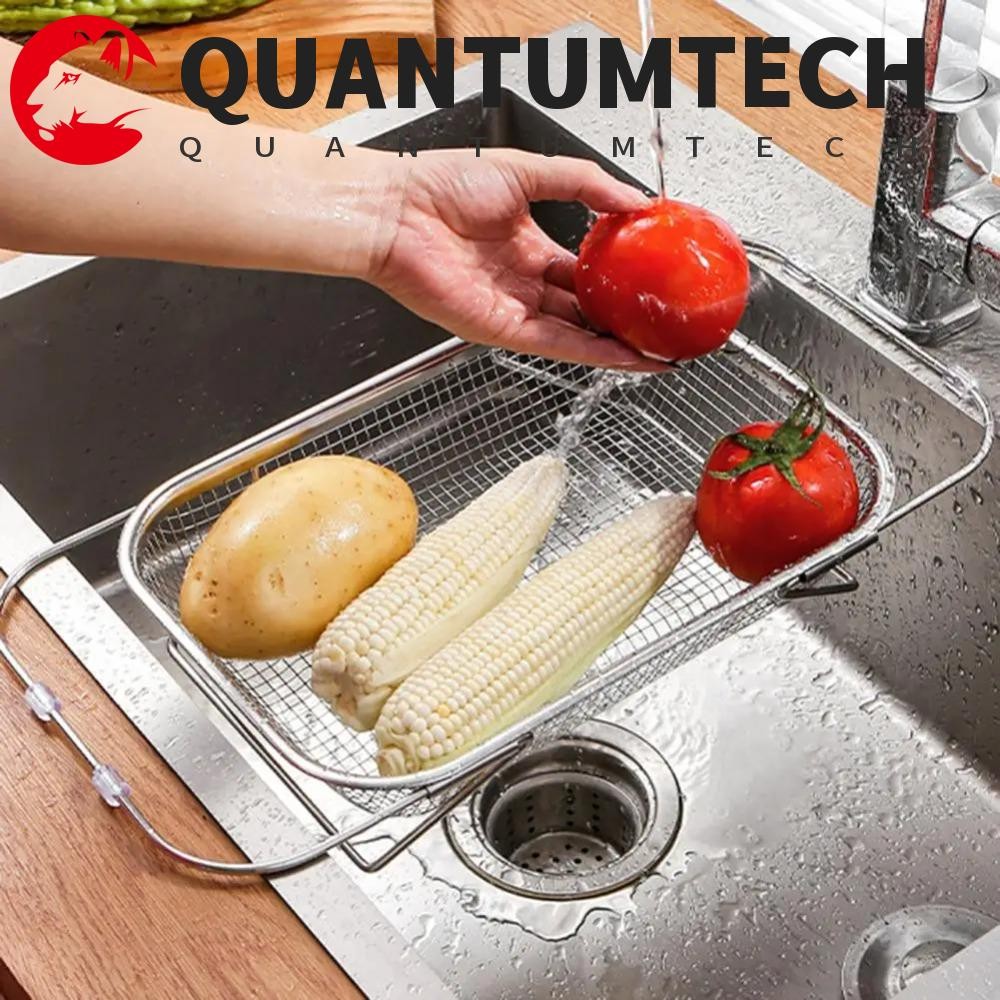 QUANTUMTECH ขยายอ่างล้างจานกระชอน, Fine ตาข่ายกันสนิมอ่างล้างจาน Drainer ตะกร้า, จาน Drainers ...