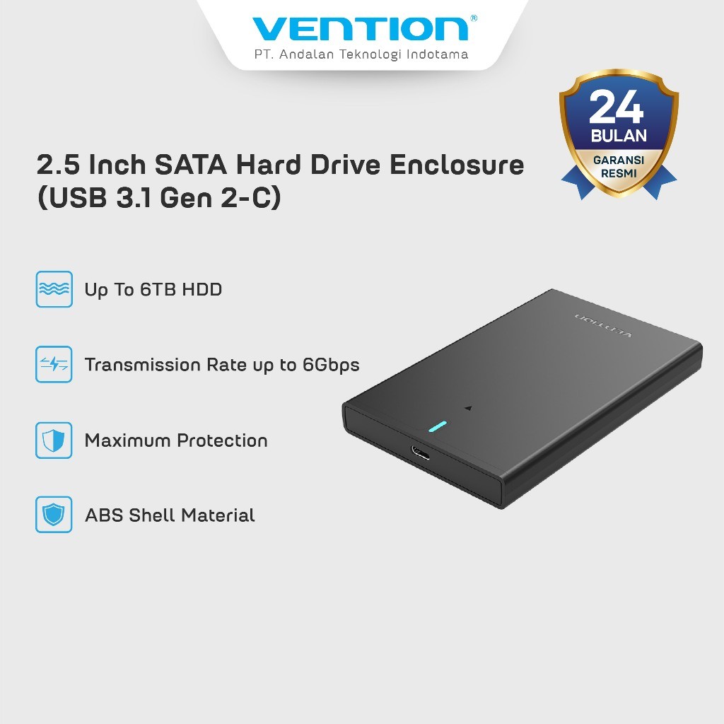 Vention HDD Casing 2.5 นิ้ว SATA Hard Drive Enclosure ฟรีสาย USB 3.1 ...
