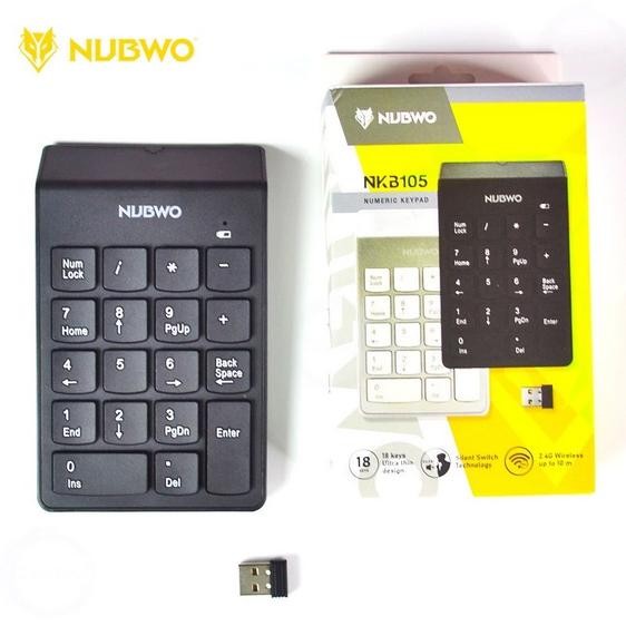 คีย์บอร์ดตัวเลขไร้สาย Nubwo NKB-105 พร้อมแป้นพิมพ์สวิทช์เงียบ 18 คีย์ ...