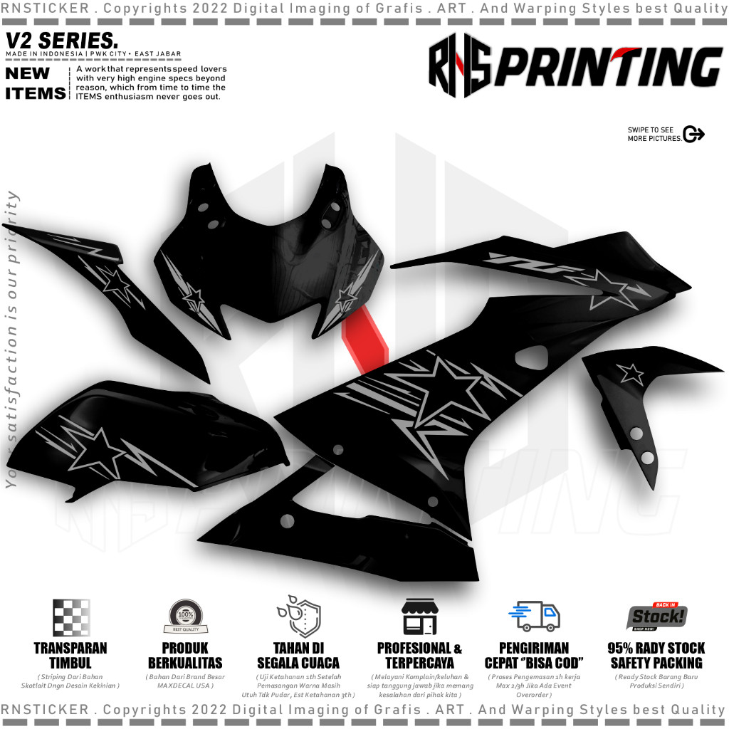 Striping Cutting R15 Star Motif Version Striping Sticker Variation R15 ...