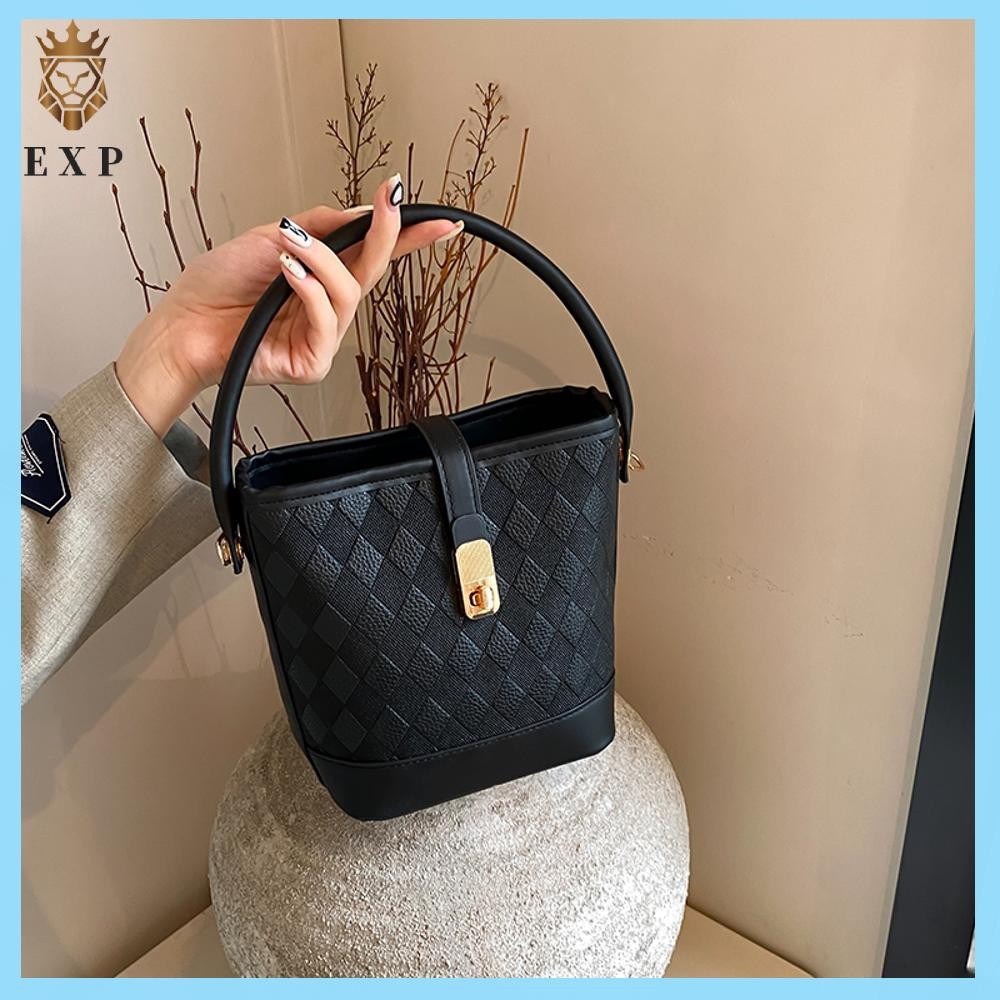 [explosion1.th] Women Bucket Crossbody Bag พร้อมสายถอดได้ PU Leather Ladies Commute Bag | Shopee ...