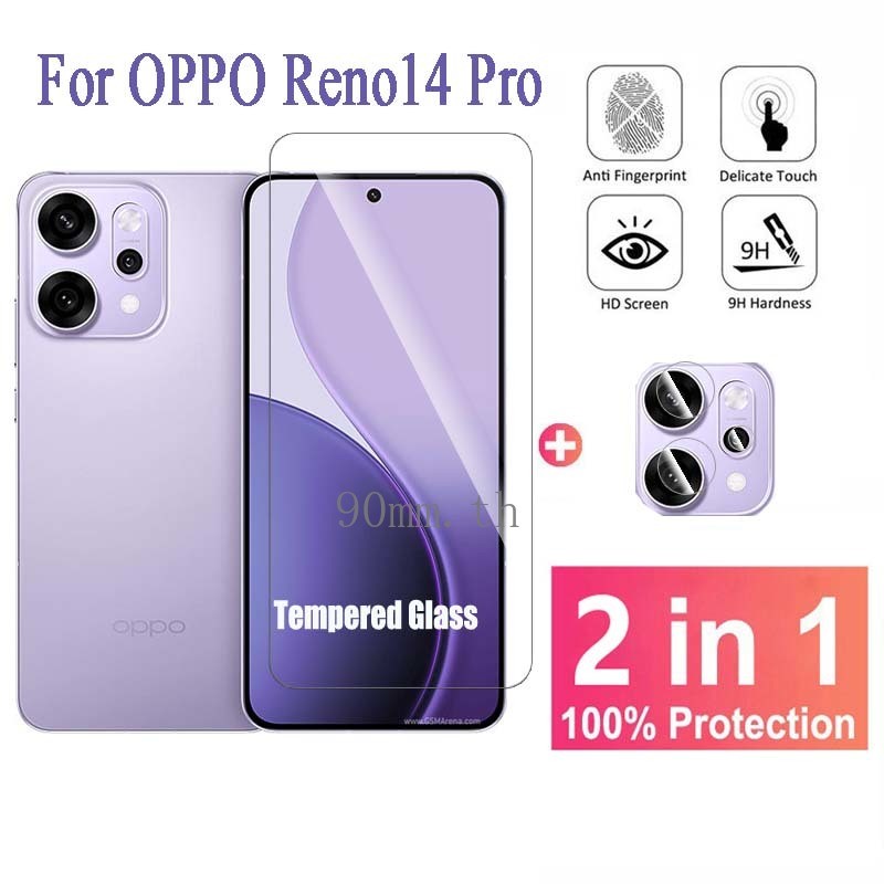 2 in 1 ฟิล์ม OPPO Reno14 Pro กระจกนิรภัย ฟิล์ม สำหรับ OPPO Reno 14 Pro 13 13F 12F 11F A5 Pro A3 ...