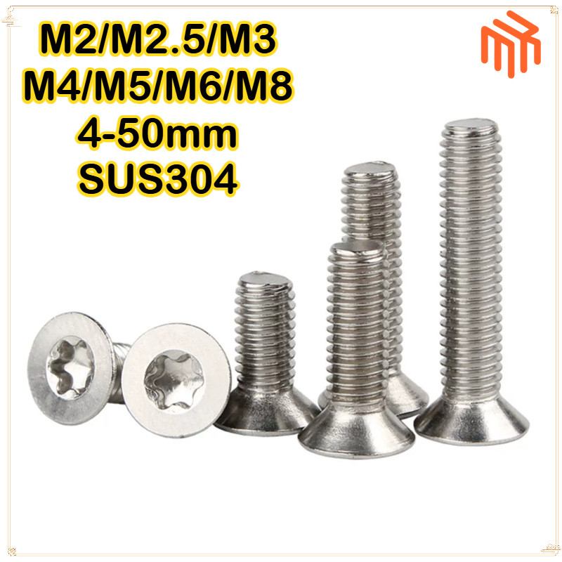 [MX1] น็อต สกรู หัวเตเปอร์ F ช่องขัน ดาว ท็อกซ์ สแตนเลส 304 เกลียวมิล M2 M3 M4 M5 M6 M8 / Flat ...