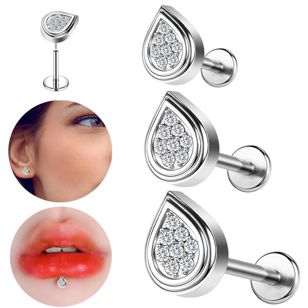 1pc 16G Labret Lip Piercing สแตนเลส Lip เจาะหยดน้ํา Labret เจาะ 6 มม./8 ...