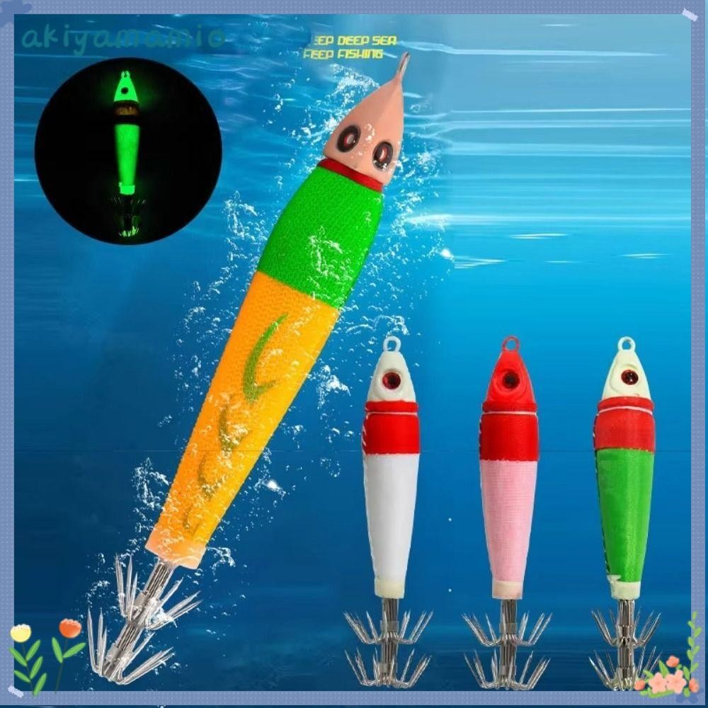 AKIYAMAMIO เหยื่อกุ้งไม้ เหยื่อกุ้งตะขอส่องสว่าง 2025 Lead Sinker 80g 90g 120g ตะขอปลาหมึกเหมือน ...